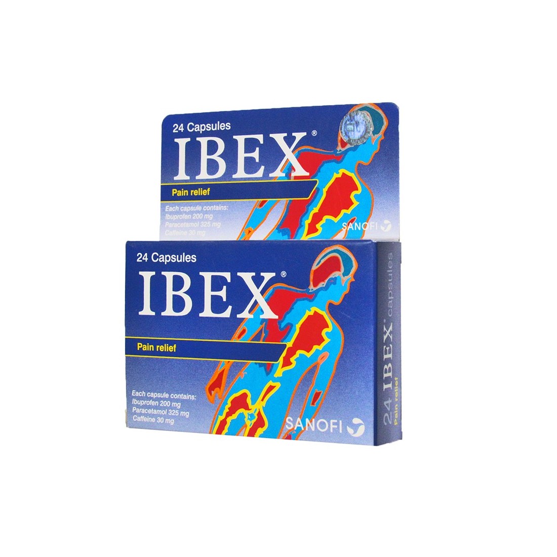 Ibex Ibuprofen Capsules relieve body pain and soft tissues injuries